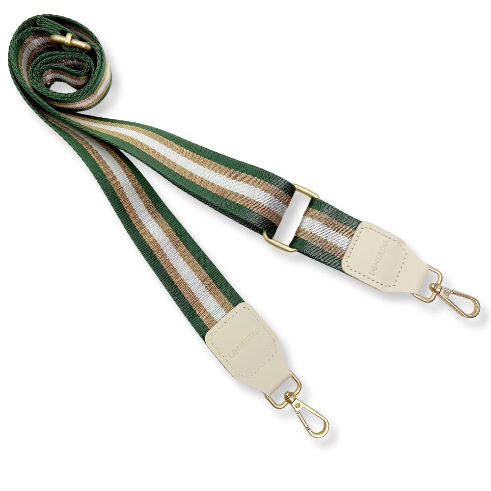 Fabric Green White Striped Strap