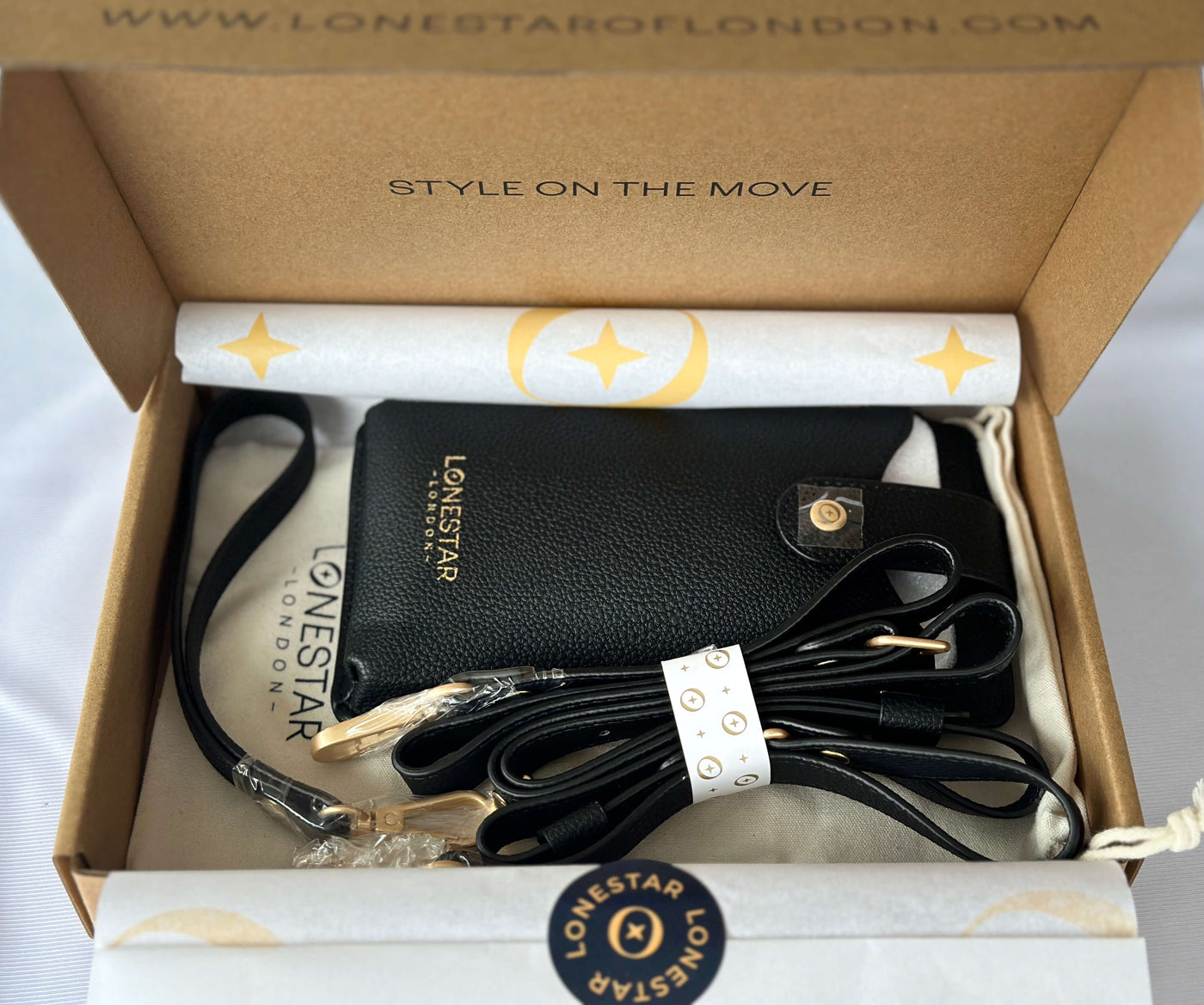 Elegant Alya Phone Case Bag in Black Leather